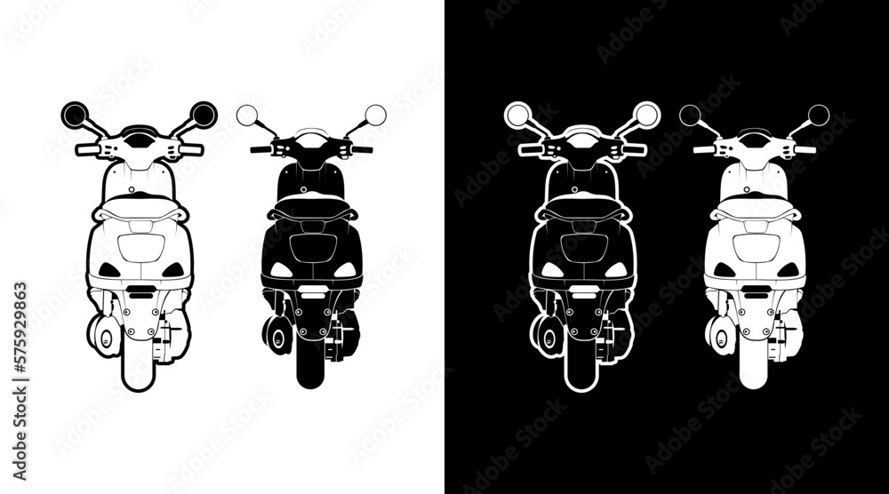 Scooter matic motorcycle back view detailed vehicle vector illustration ...