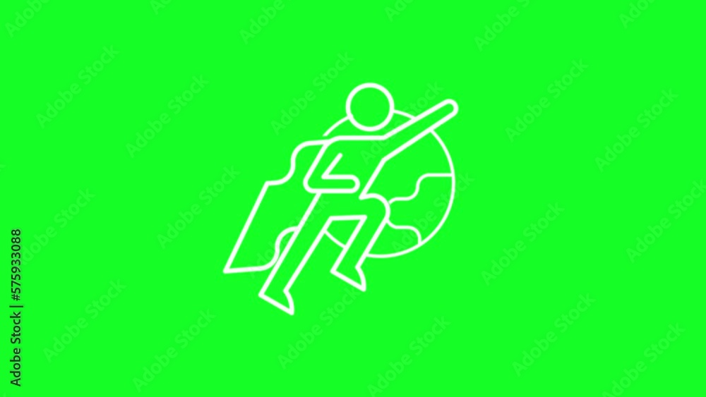 Animated world hero white line icon. Attitude motivation. Superhero ...