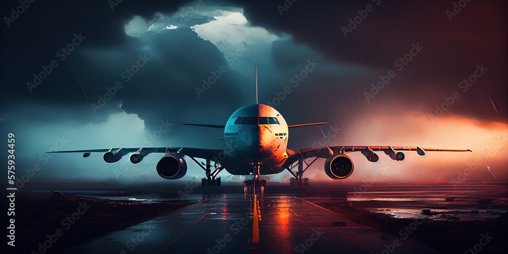 Airplane Taking Off At Night Wallpaper