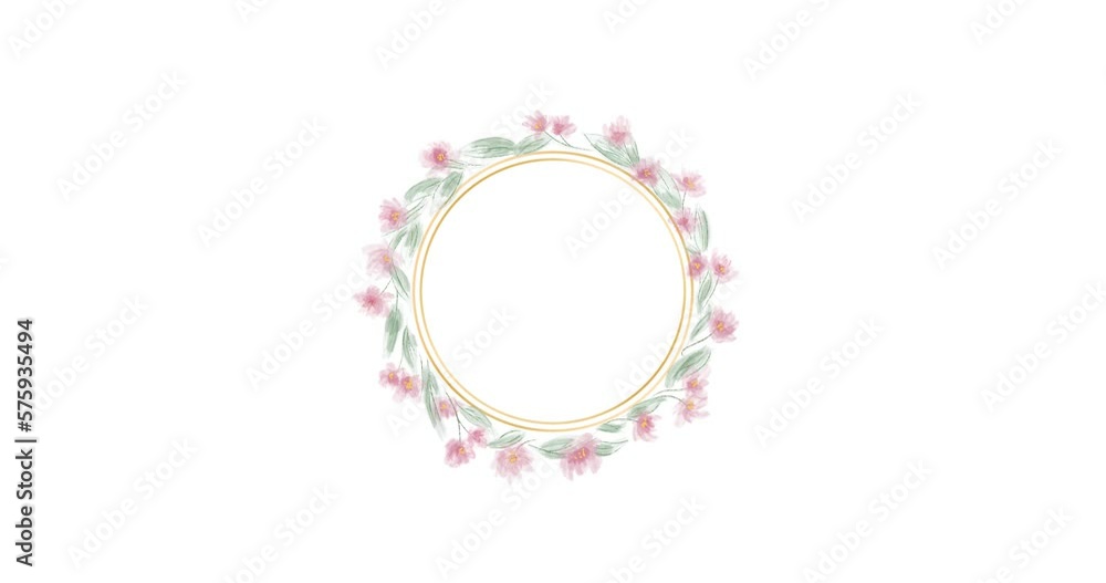 Spring logo round frame with blossom flowers of sakura. Footage for ...
