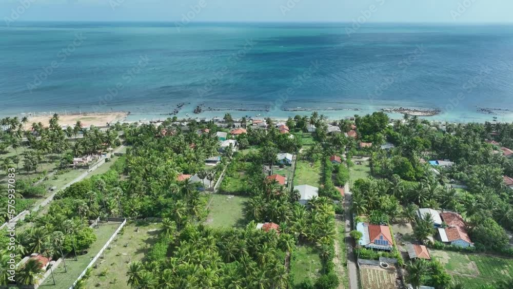 Aerial video of Point Pedro, located in Jaffna District, Sri Lanka, at ...