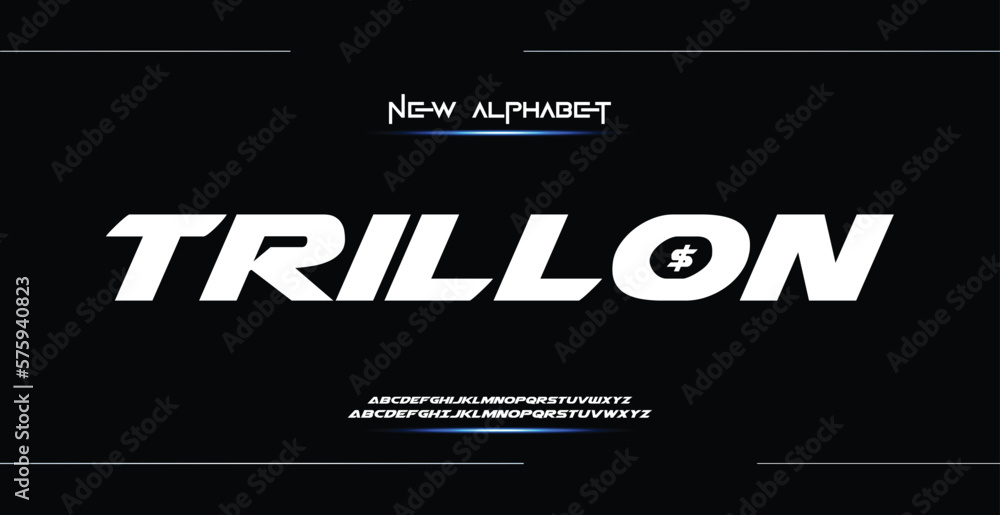 Trillion alphabet letters font and number. Typography Luxury and crypto ...