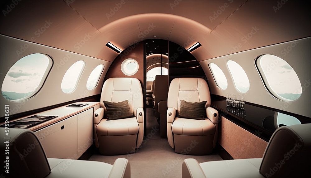 Futuristic luxurious corporate plane interior design generative ai ...