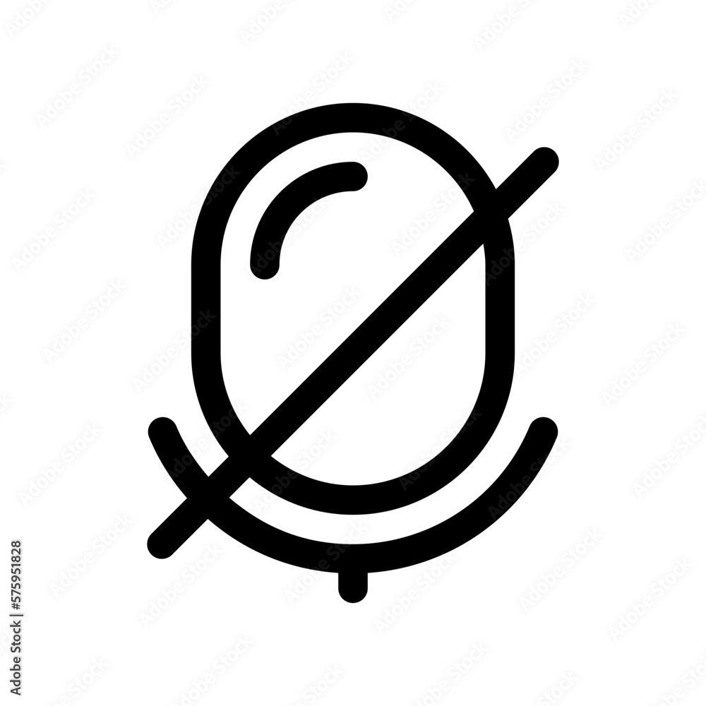 Vector microphone off disabled icon. Black, white background. Perfect ...