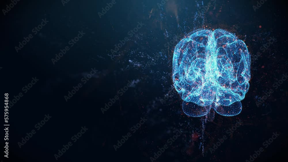 3d Hologram of Human brain Surrounded By Energy Flows In A Futuristic ...