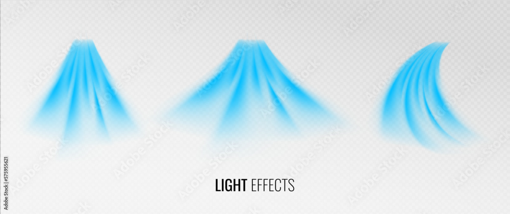 Air flow set of vector elements on a white background. Abstract light ...