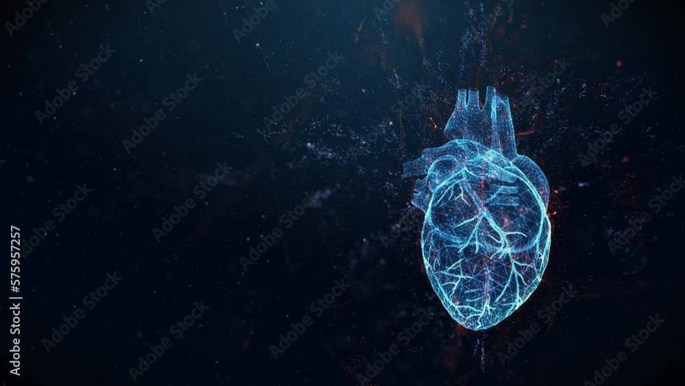3d Hologram of Human Heart Surrounded By Energy Flows In A Futuristic ...