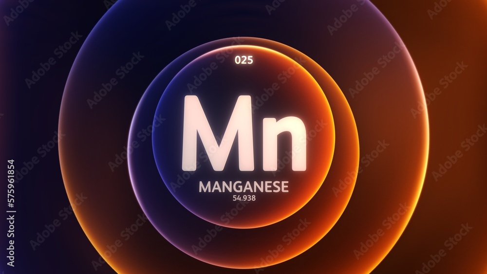 Manganese as Element 25 of the Periodic Table. Concept illustration on ...