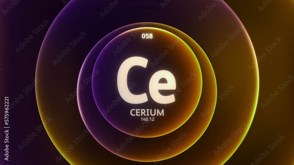 Cerium as Element 58 of the Periodic Table. Concept illustration on ...