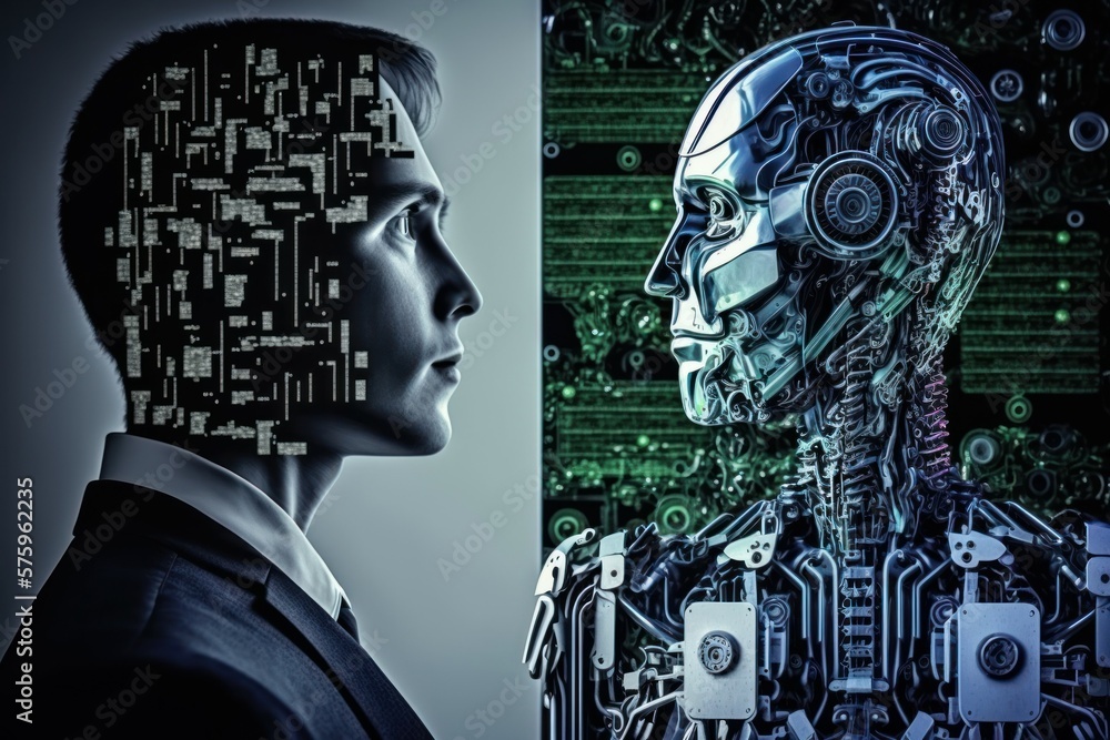 Robot cyborg of the future. The concept of the development of ...