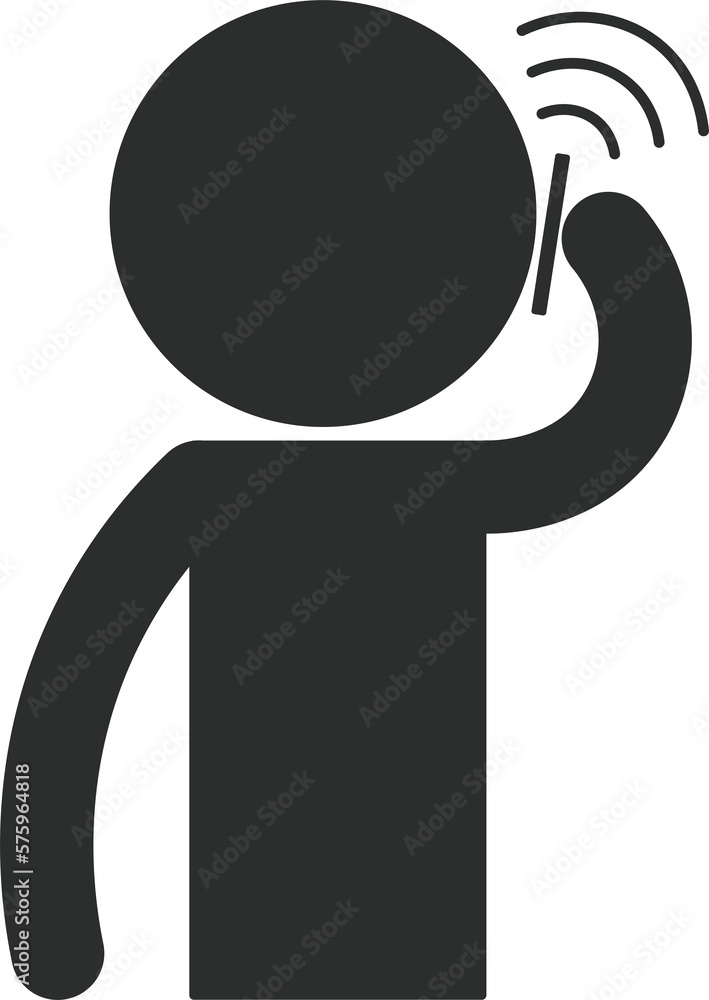 Isolated vector illustration of black stick figure man make phone call ...