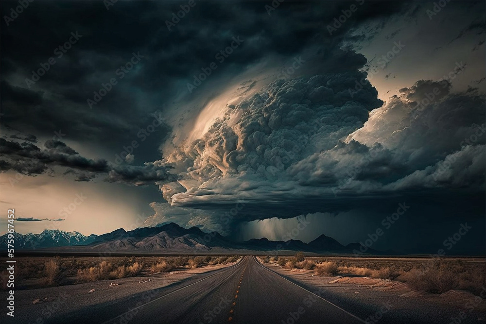 Stormy weather with dark scary clouds. Dramatic nature preparing for ...