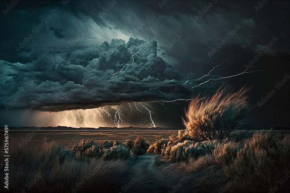 Stormy weather with dark scary clouds. Dramatic nature preparing for ...