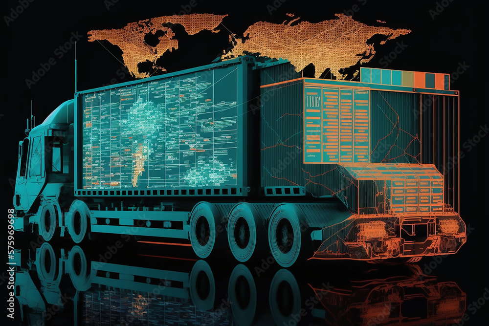 digital screen with the projection of Logistics and transportation ...