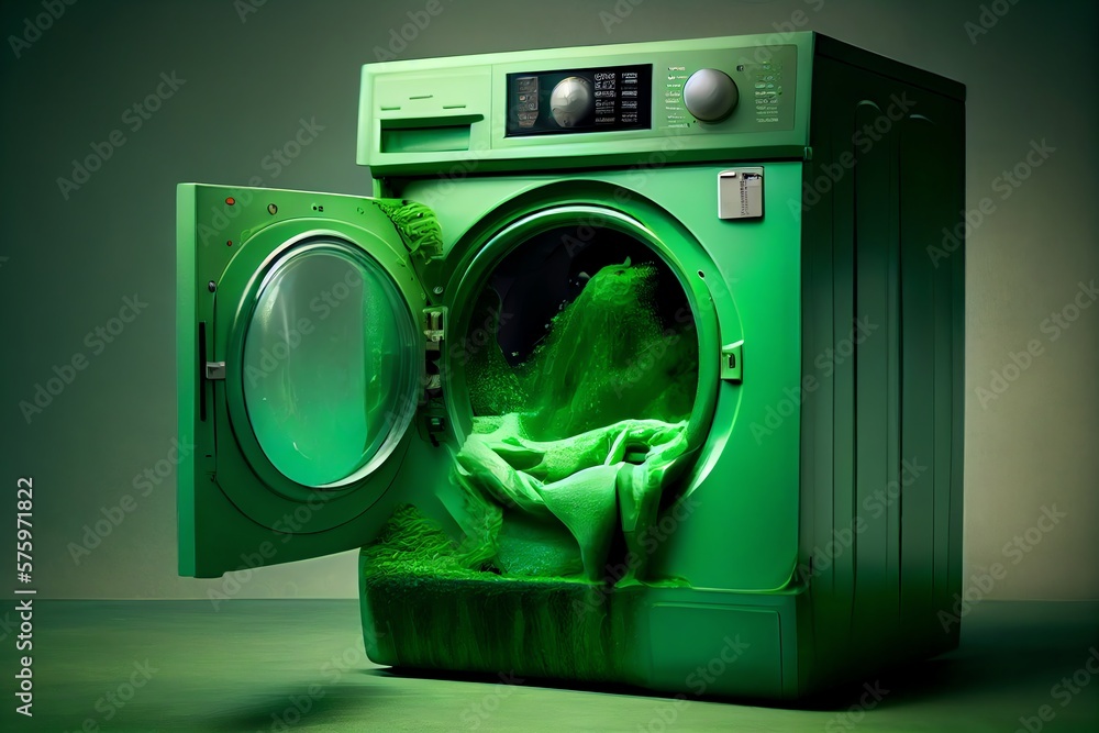 Greenwashing Or Green Sheen Concept With Washing Machine. Generative AI ...