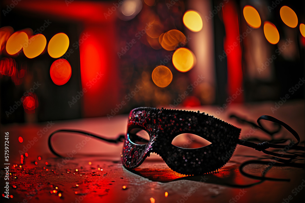 Wolf mask for an adult masquerade party with red background, for a ...