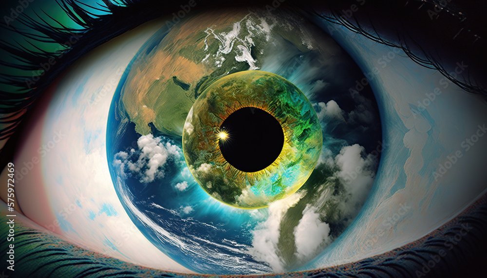 Eye of a human close up shaped like a planet earth. Stock Illustration ...