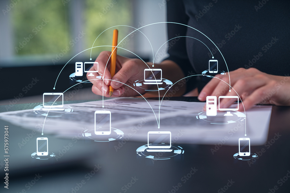 Businesswoman in formal wear taking notes signing contract at office ...