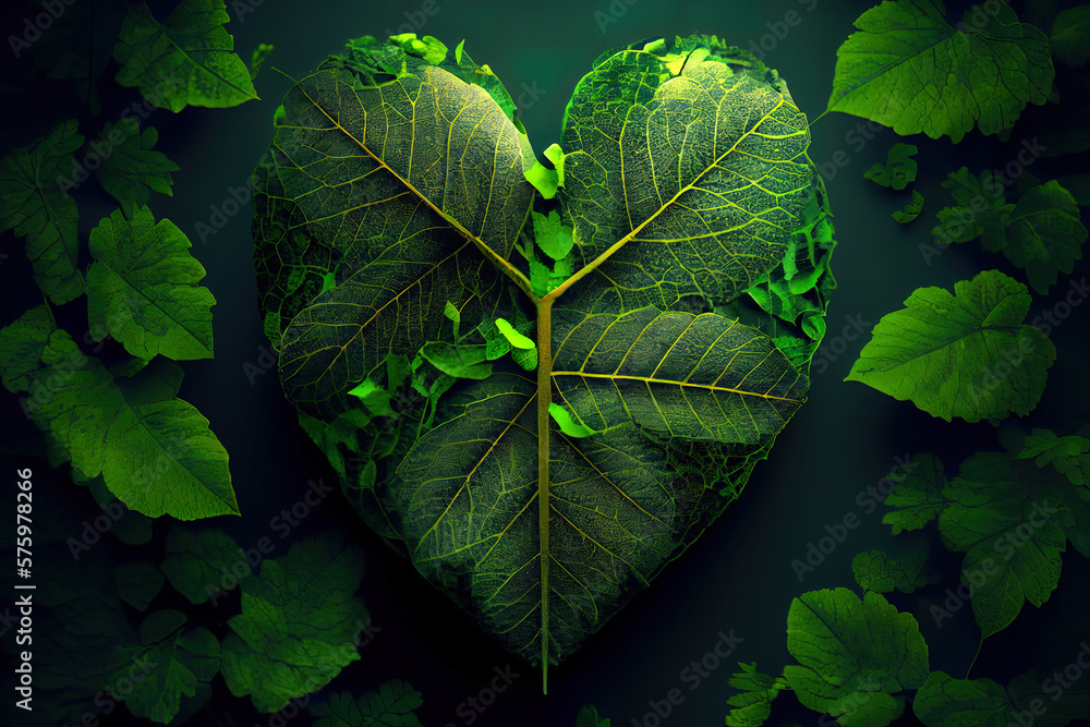 Pretty green heart illustration with isolated background. Generative Ai ...