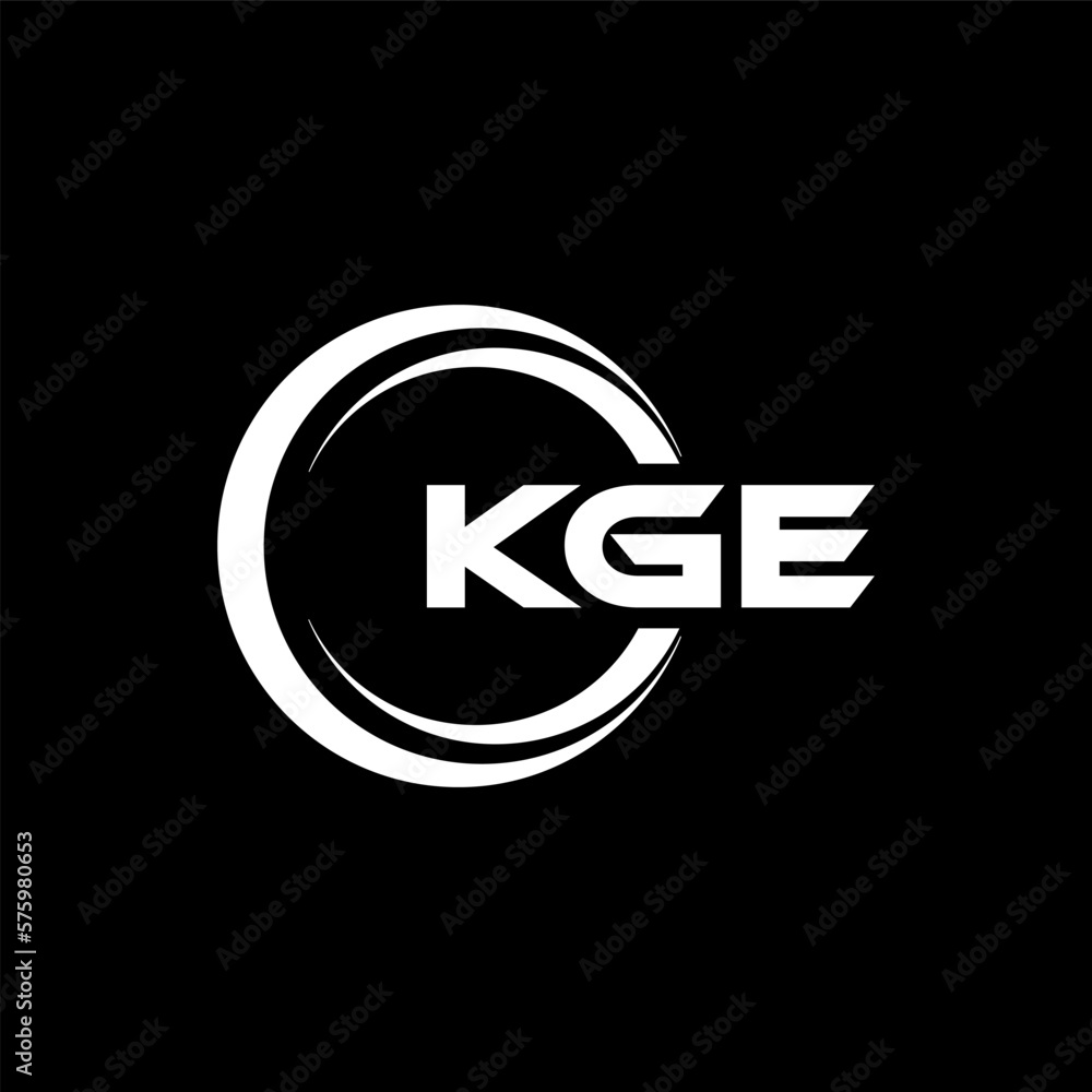 KGE letter logo design with black background in illustrator, cube logo ...