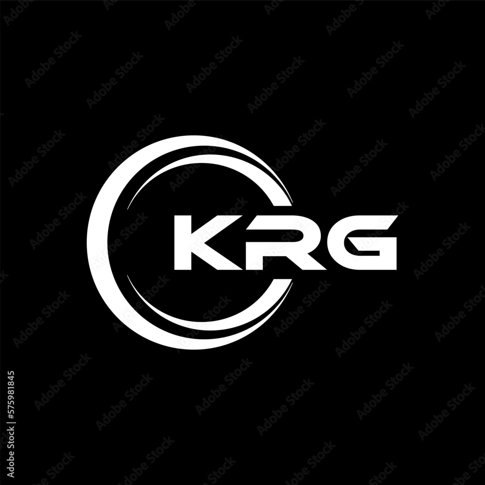 Vecteur Stock KRG letter logo design with black background in ...