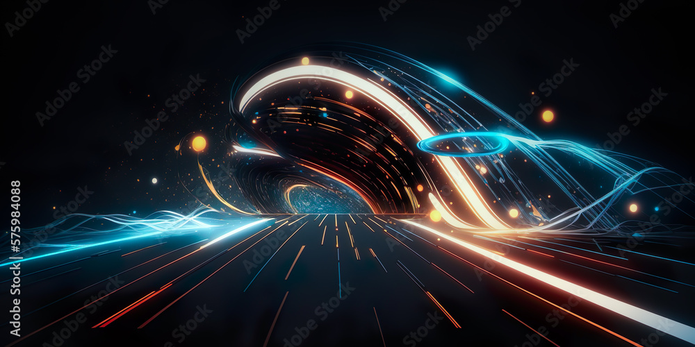 Flow of data network.digital stream.binary code.information transmission.cloud and blockchain ...