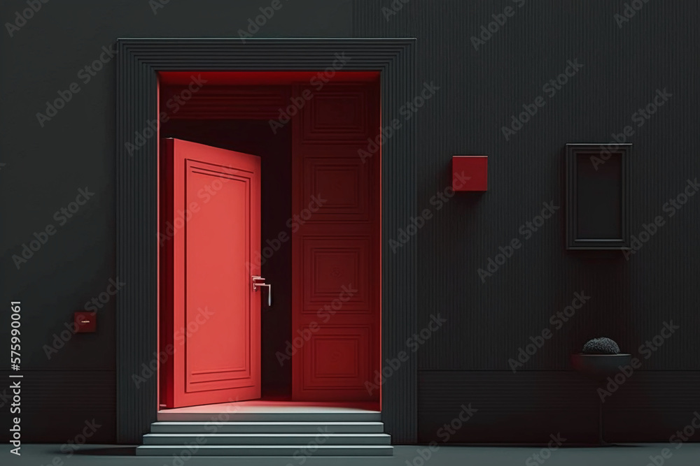 Minimalist graphic design of the red door Generative AI Stock ...