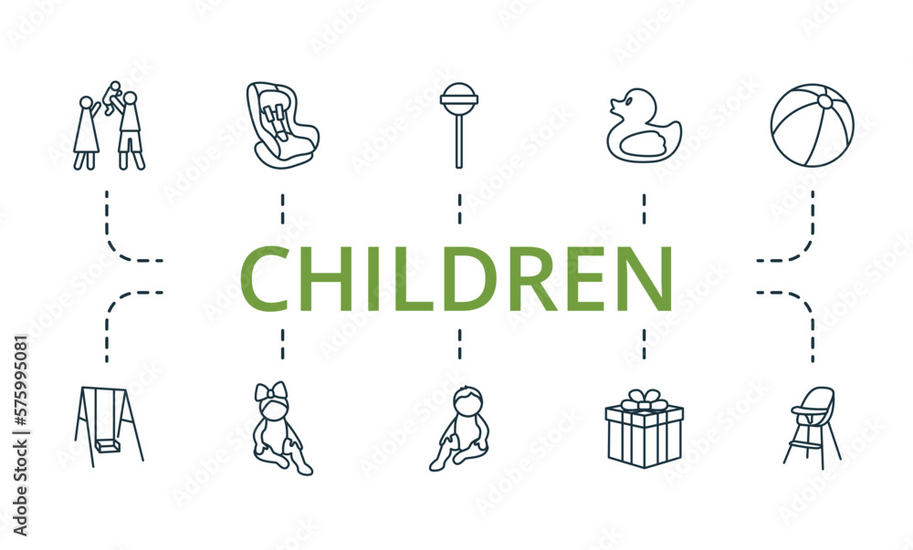 Children icon set. Monochrome simple Children icon collection. Family ...