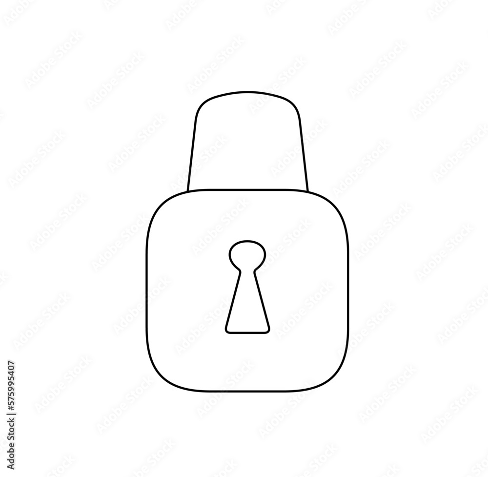 Vector isolated one single simplest tiny door lock padlock with keyhole ...