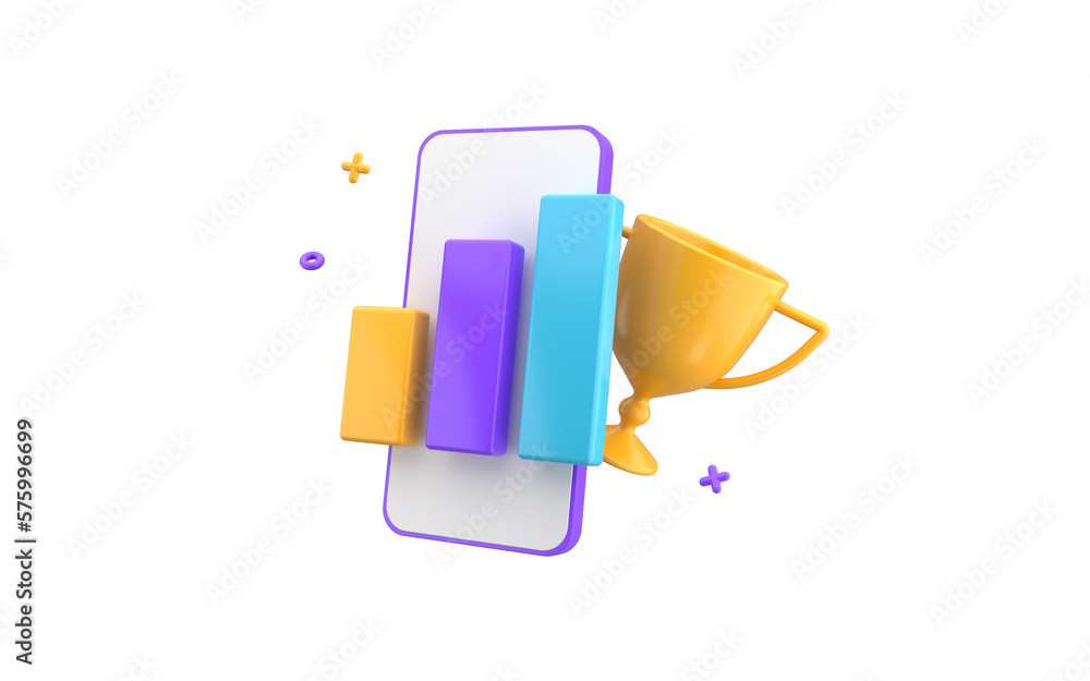 Data chart bar business elements with trophy cup. Prize concept with ...