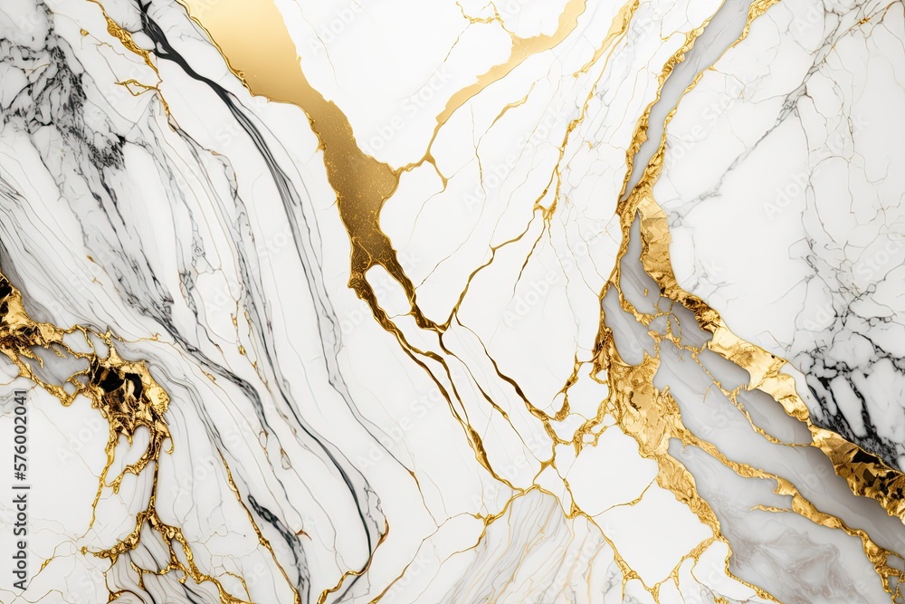 Luxury white and metallic gold marble background. Generative Ai Stock ...
