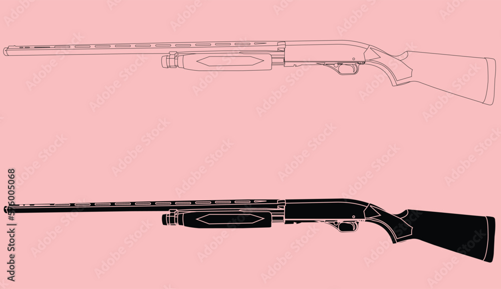 Photo & Art Print remington gun vector illustration with outline and ...