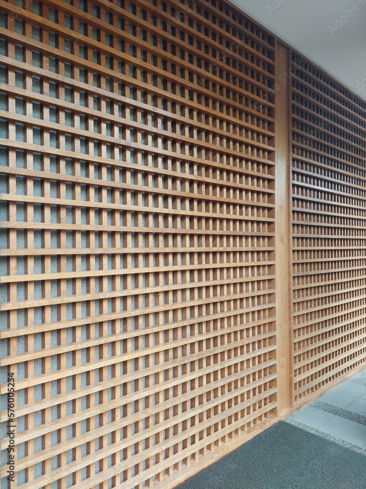 Modern natural wood slats with stone background. Modern Zen Japanese ...