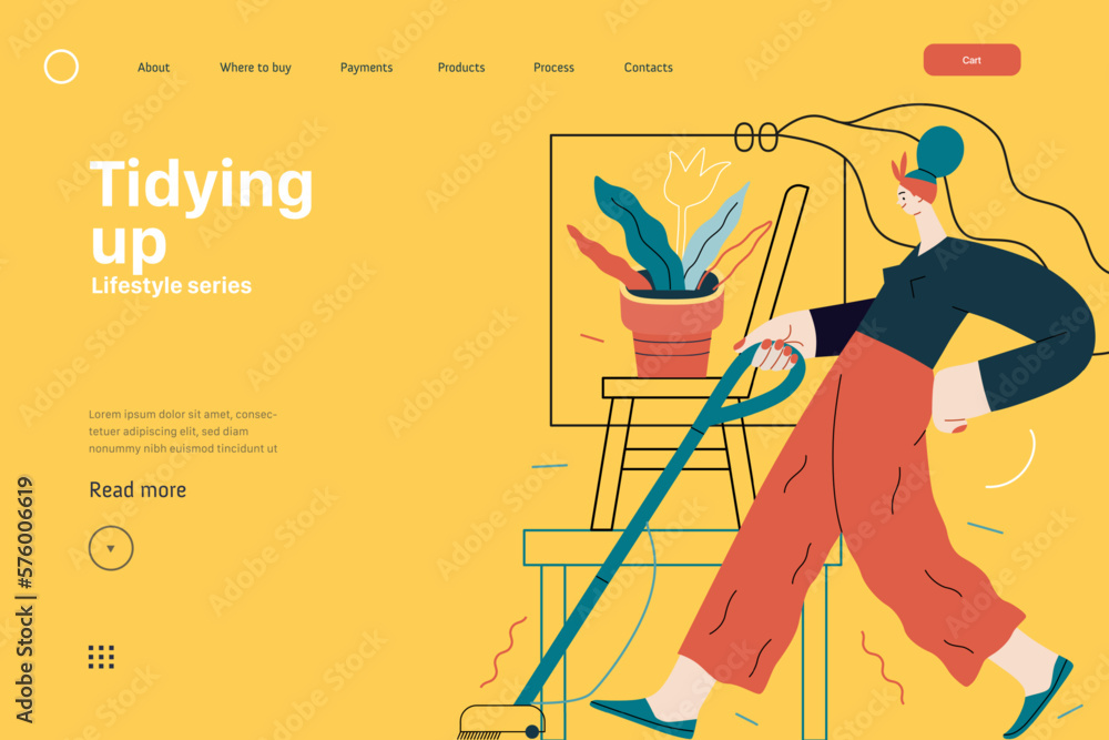 Lifestyle web template - Tidying up, housekeeping - modern flat vector ...