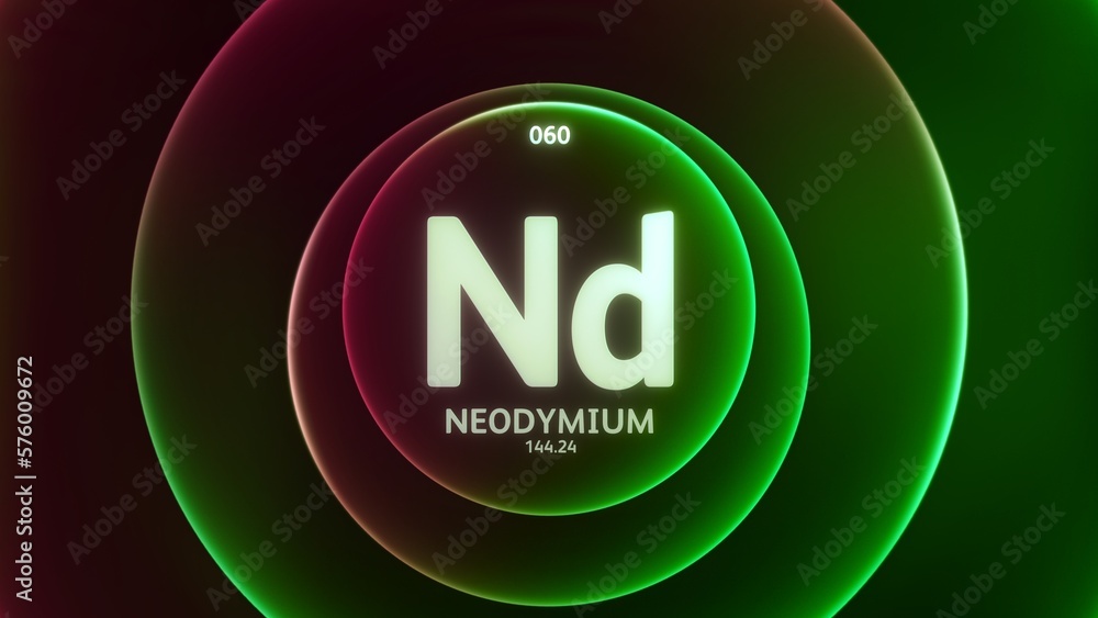 Neodymium as Element 60 of the Periodic Table. Concept illustration on ...