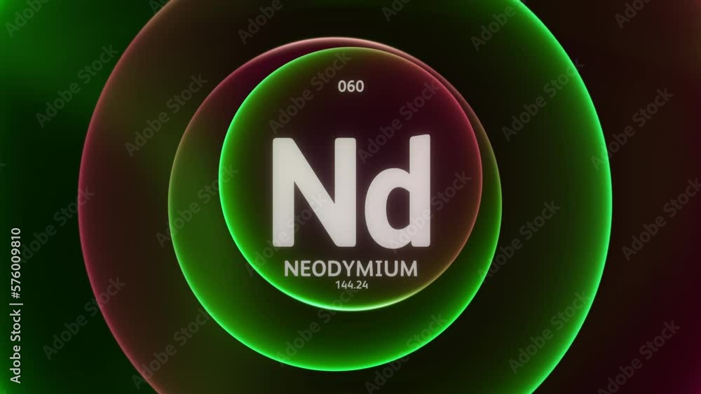 Neodymium as Element 60 of the Periodic Table. Concept animation on ...