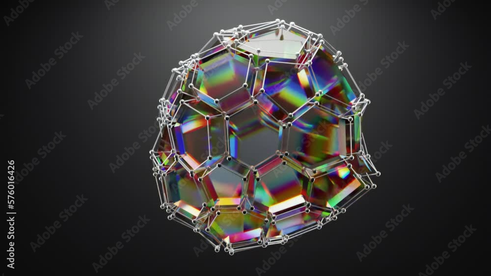 Futuristic animation of abstract glass shape with a color effect of the ...