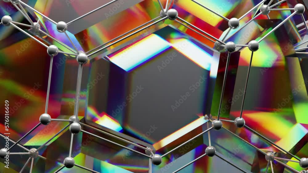Futuristic animation of abstract glass shape with a color effect of the ...