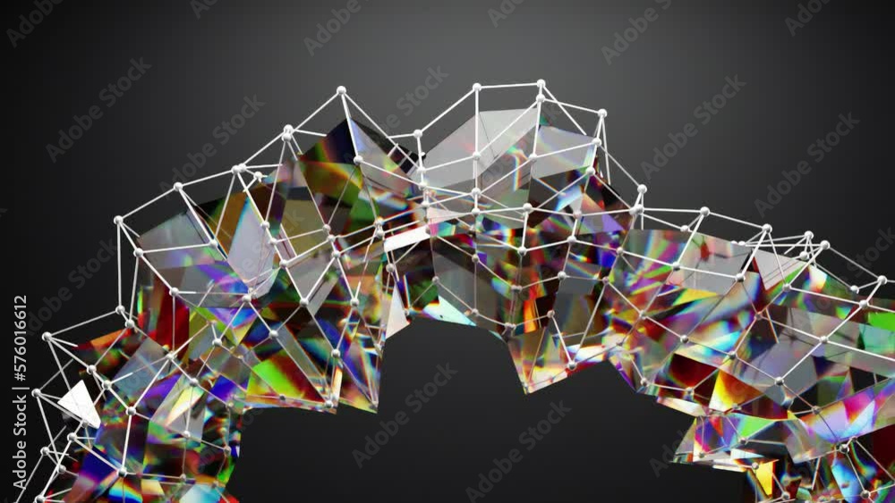 Futuristic animation of abstract glass shape with a color effect of the ...