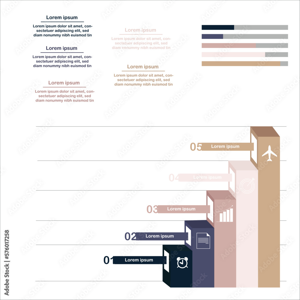 Business process graph, step to success diagram and chart illustration ...