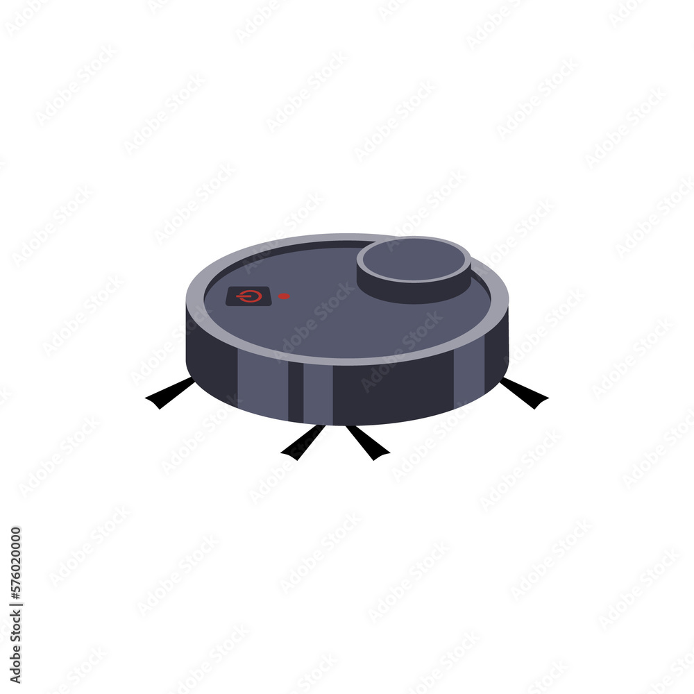Modern robot vacuum cleaner, flat vector illustration isolated on white ...