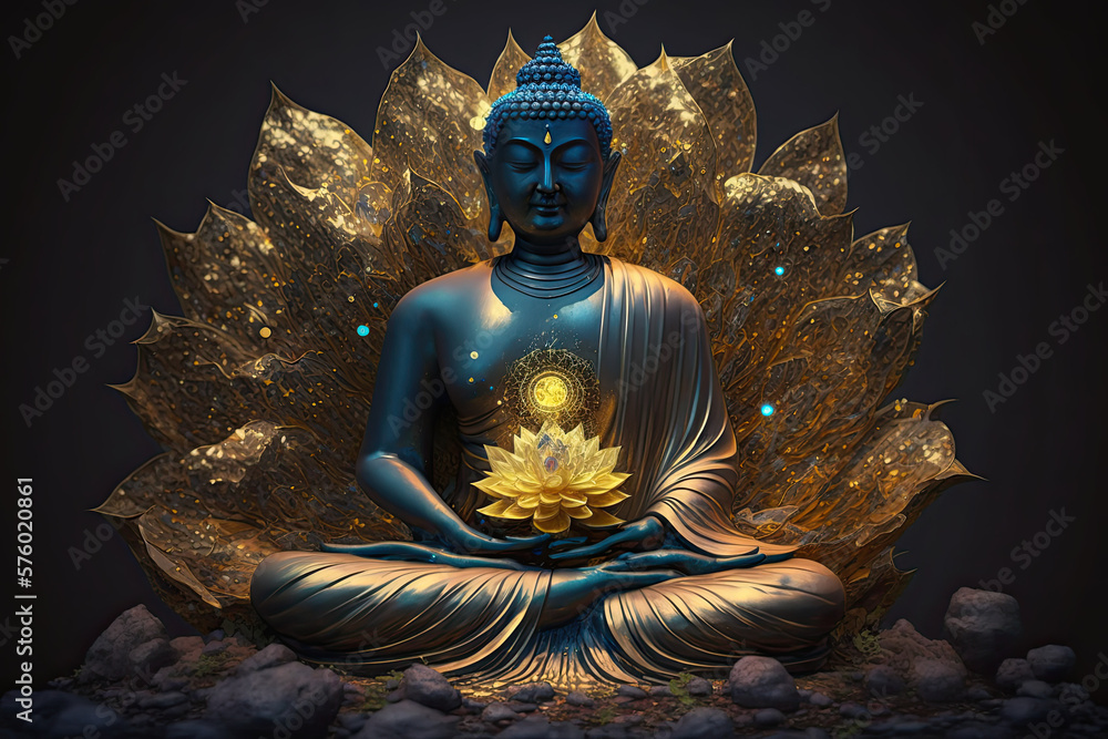 Buddha sitting on a lotus, generative AI Stock Illustration | Adobe Stock