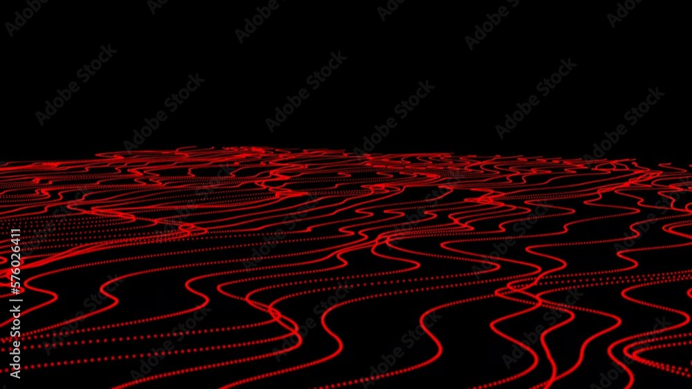 red color digital arrow lines particles background . smooth wave lines ...