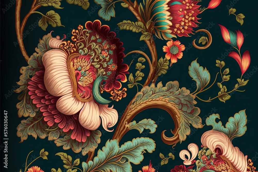 Abstracrt futuristic flower pattern inspired by the traditional style ...