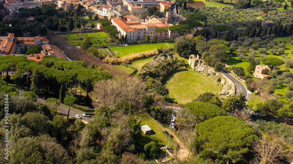 Aerial view of the Severian amphitheater, dating back to ancient Rome ...