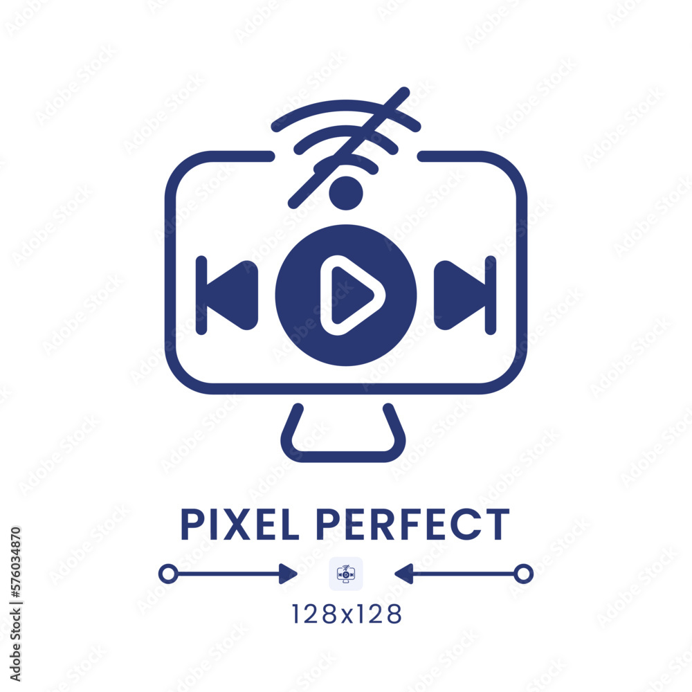 Offline playback black solid desktop icon. Streaming platform ...