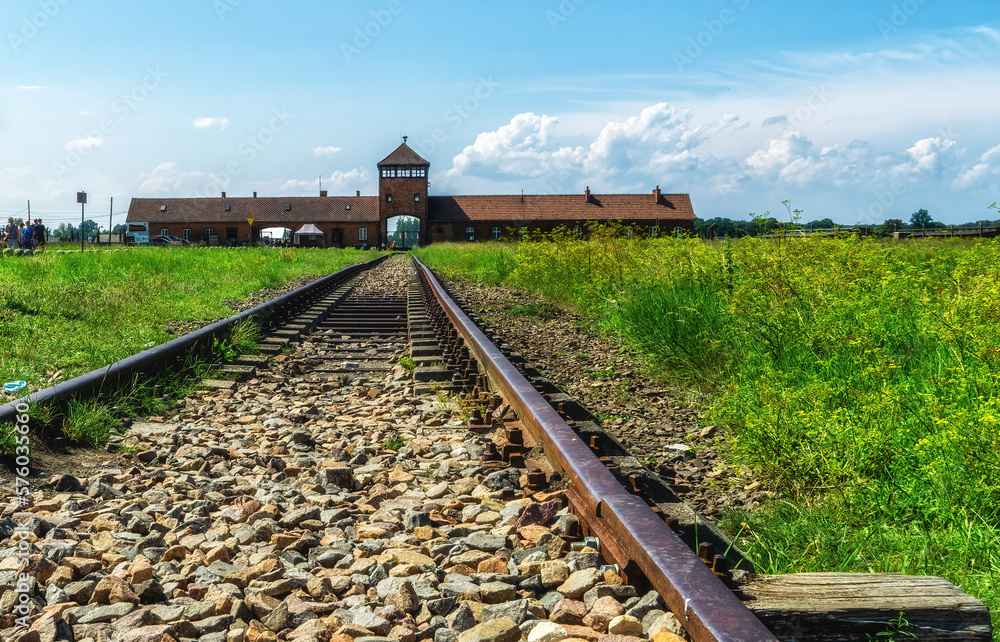 Railroad Track and the Gate of Death - Entrance of Auschwitz II ...