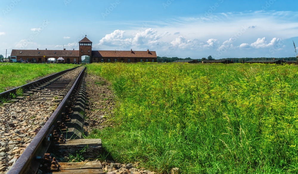 Railroad Track and the Gate of Death - Entrance of Auschwitz II ...