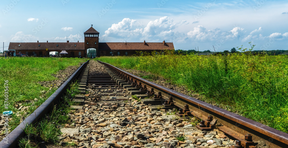 Railroad Track and the Gate of Death - Entrance of Auschwitz II ...