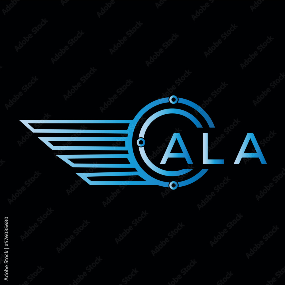 ALA logo, letter logo. ALA blue image on black background. ALA ...